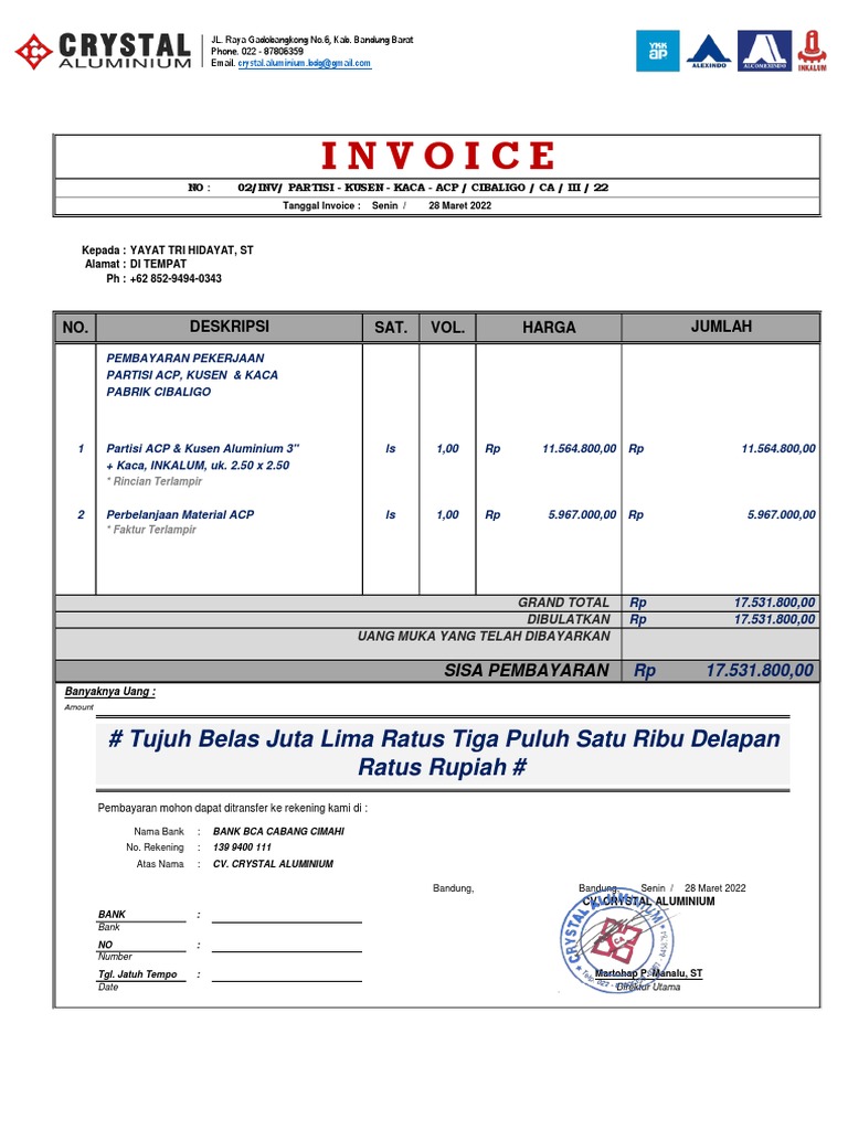 Invoice Pabrik-2 - Cibogo | PDF