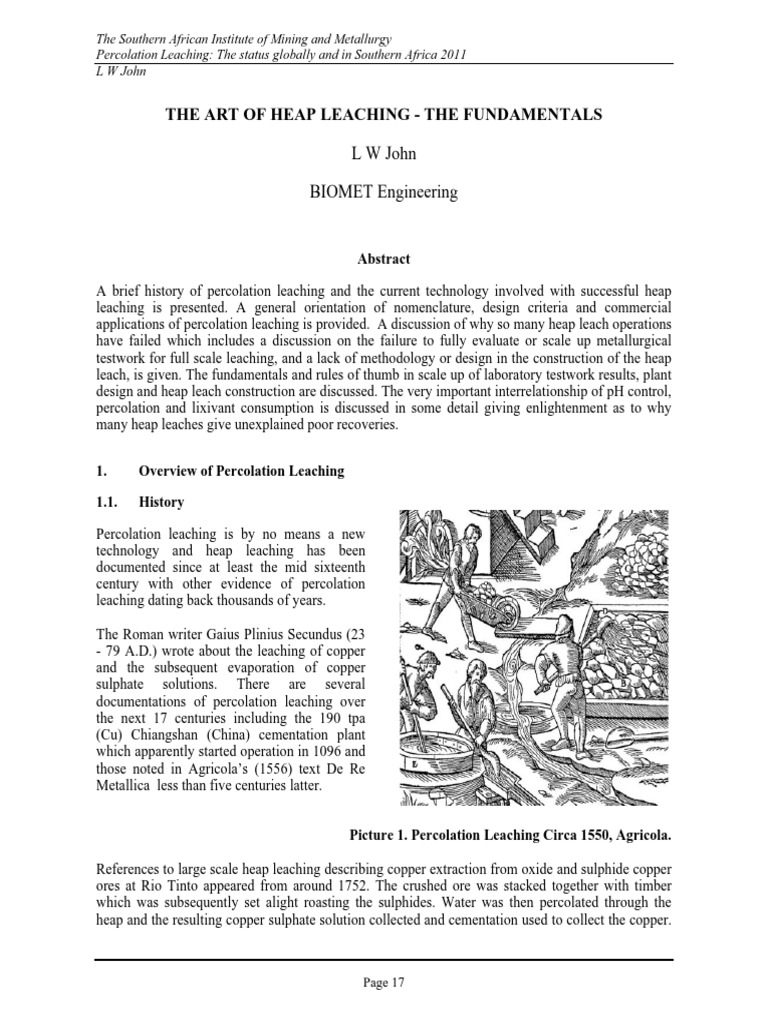 The Art of Heap Leaching | PDF | Science & Mathematics | Technology & Engineering