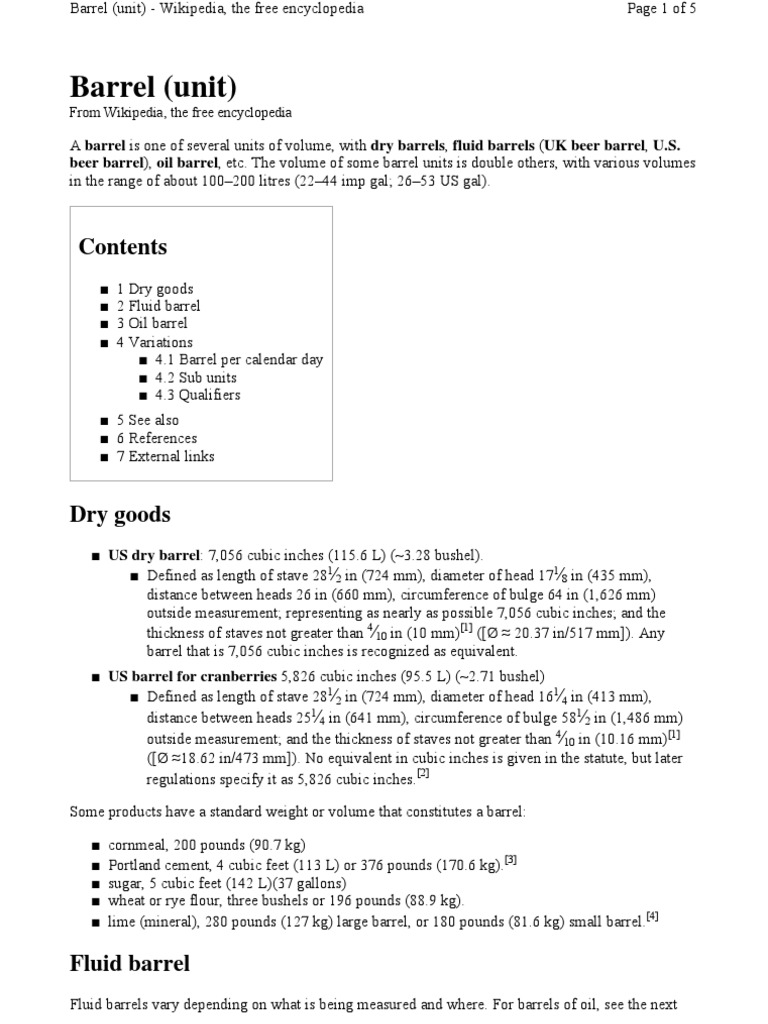 Barrel (Unit) Conversion | PDF | Barrel (Unit) | Oils