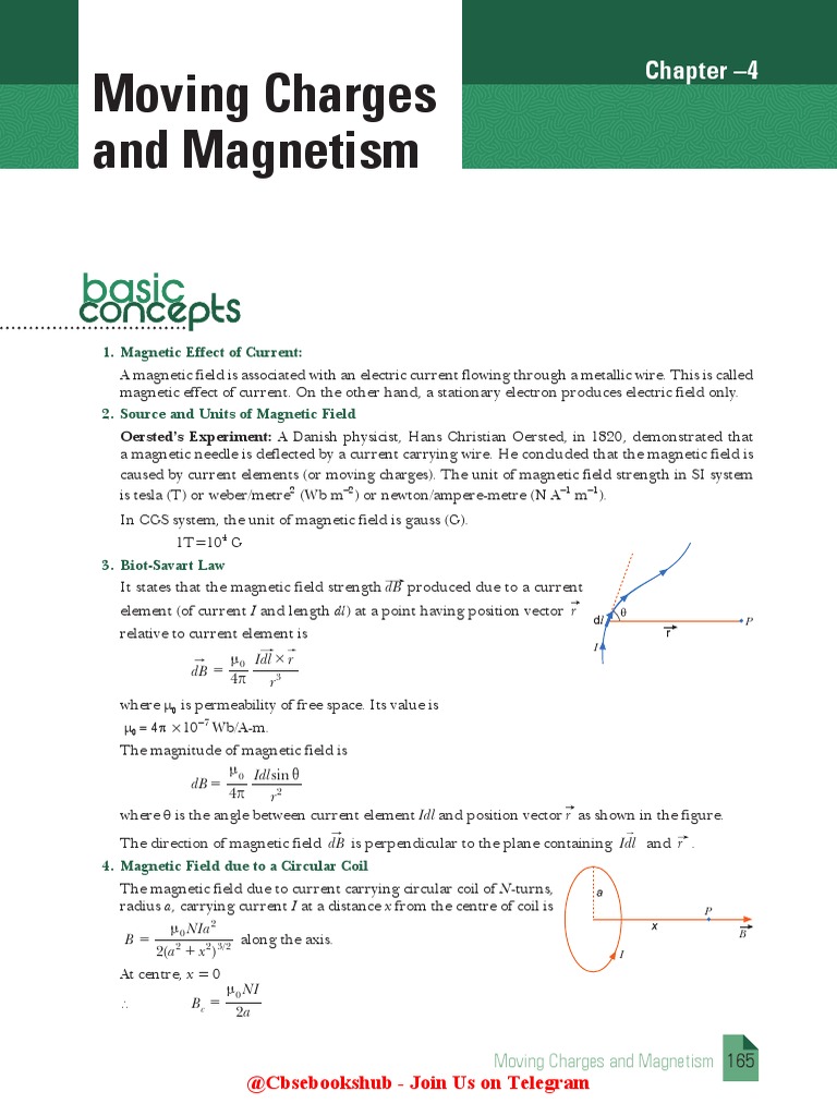Moving Charges and Magnetism: Chapter - 4 | PDF | Magnetic Field | Voltage
