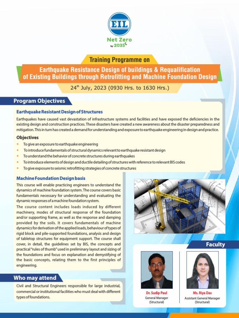 Flyer Earthquake Resistance & Machine Foundation Design Basis | PDF