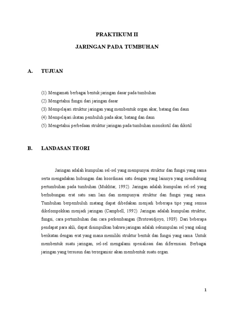 Bab Ii. Jaringan Pada Tumbuhan | PDF