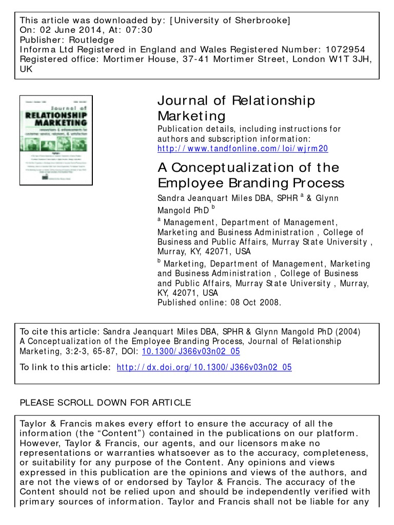2004 A Conceptualization of the Employee Branding Process | PDF | Brand ...