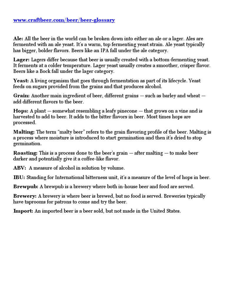 Beer English | PDF | Brewing | Beer