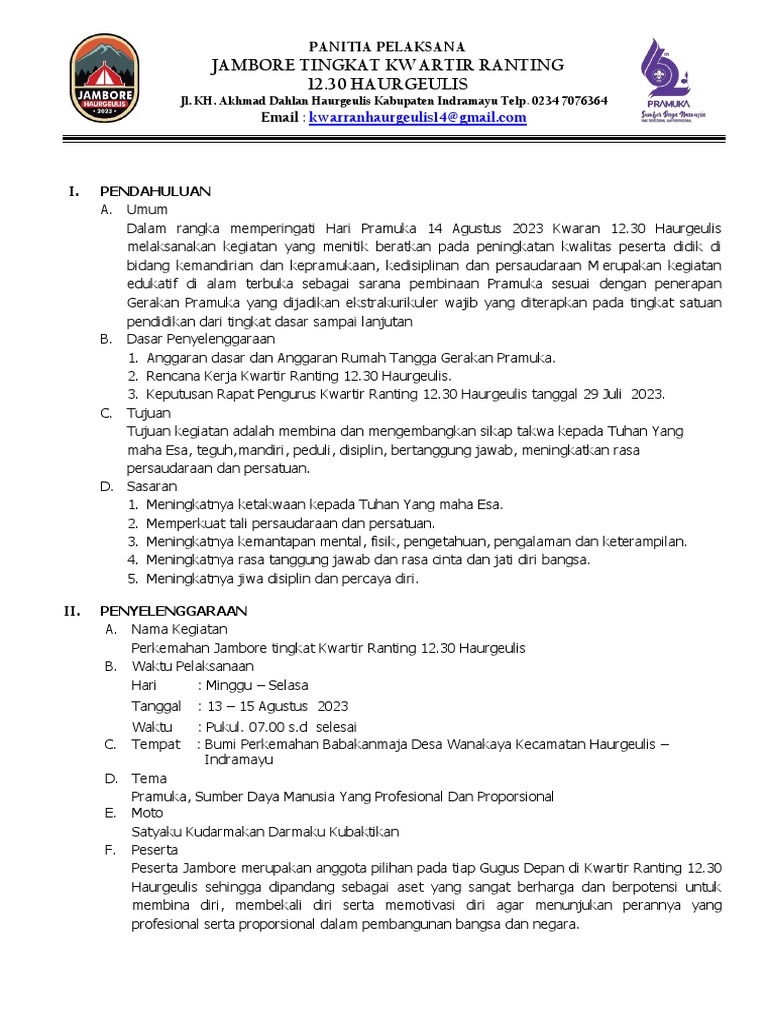 Proposal JAMBORE 2023 | PDF