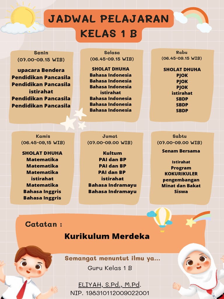 Jadwal Pelajaran Kelas 1b Pdf