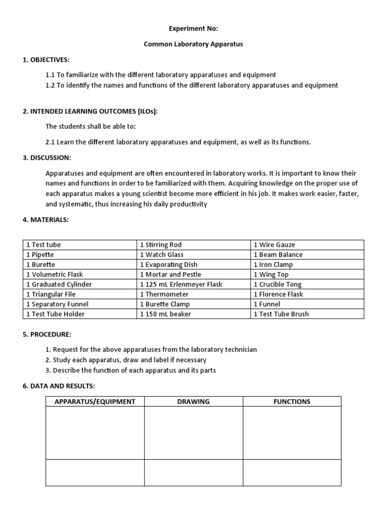 Chem Apparatus Familiarization | PDF