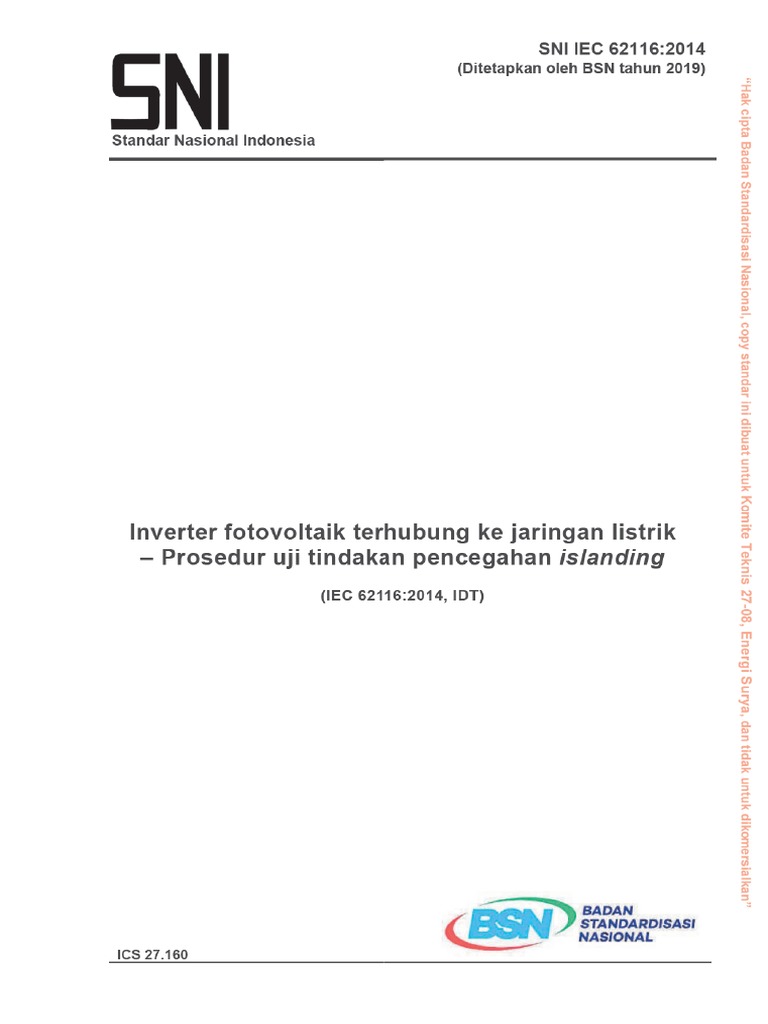 Sni Iec 62116-2014 | PDF