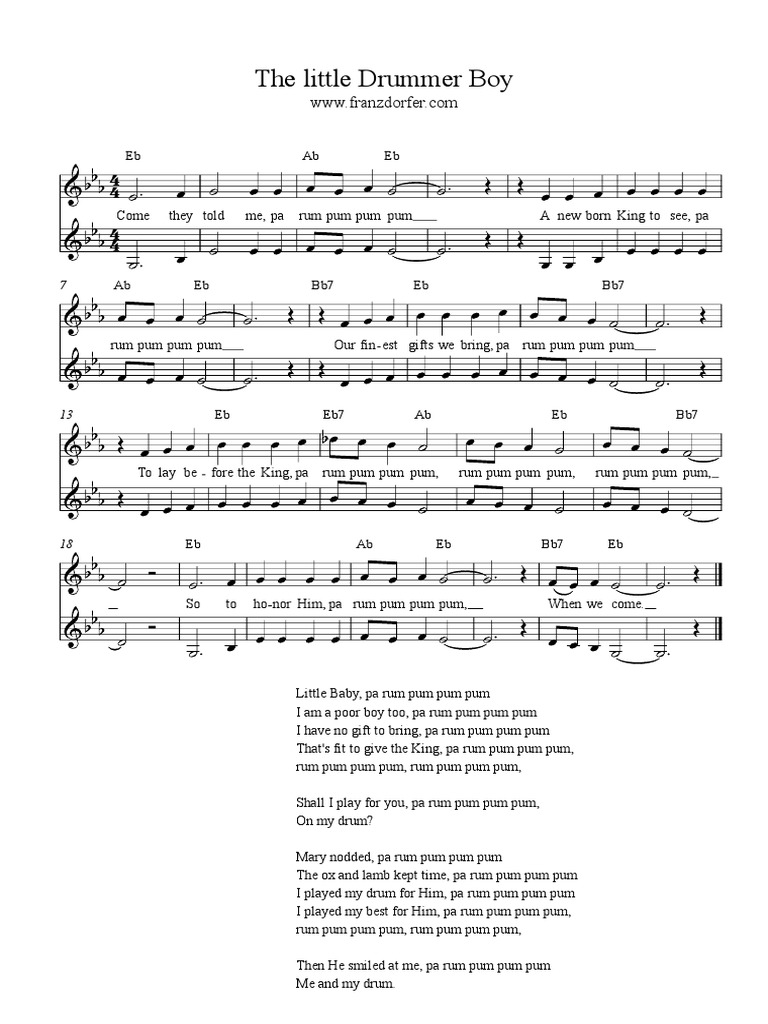 Little Drummer Boy Lyrics and Chords | PDF