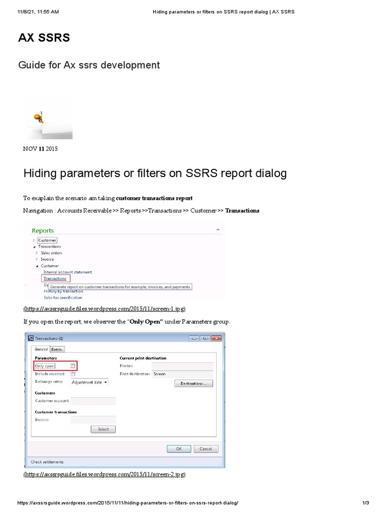 Hide Parameters in SSRS Report Dialog | PDF | Computers