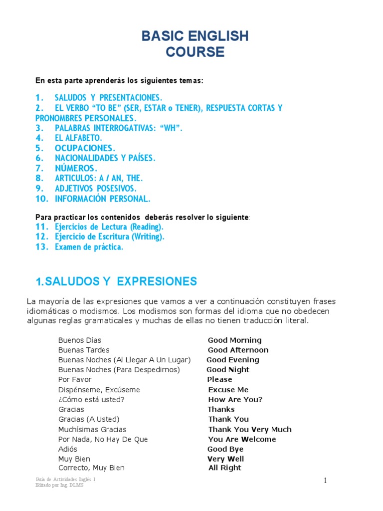 Basic English Course PDF