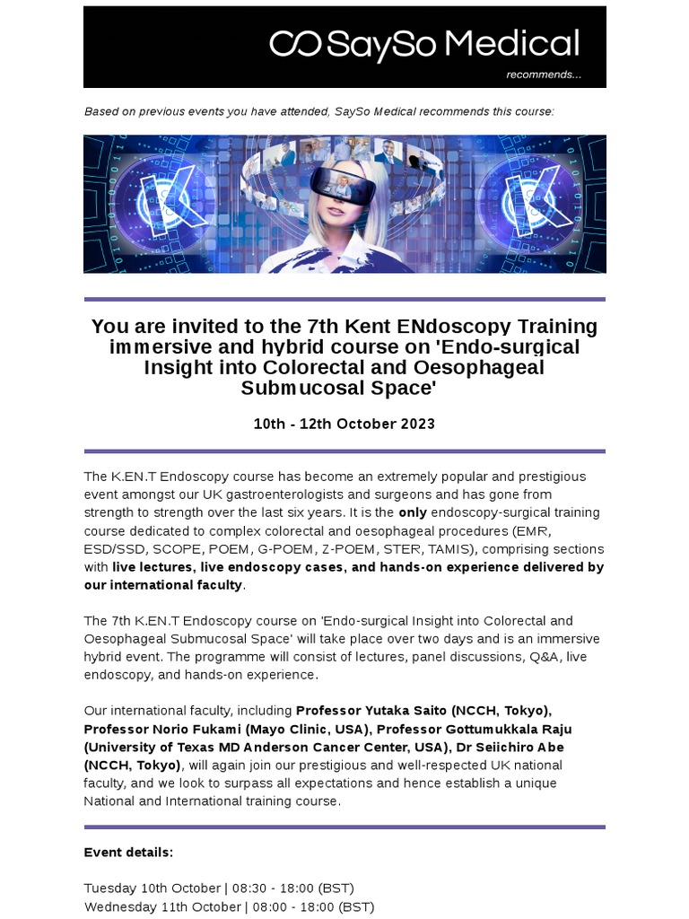 7th Kent ENdoscopy Training Hybrid Course Registration Programme | PDF ...