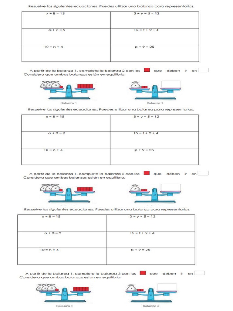 Ejercicios para Trabajar Con Balanza | PDF
