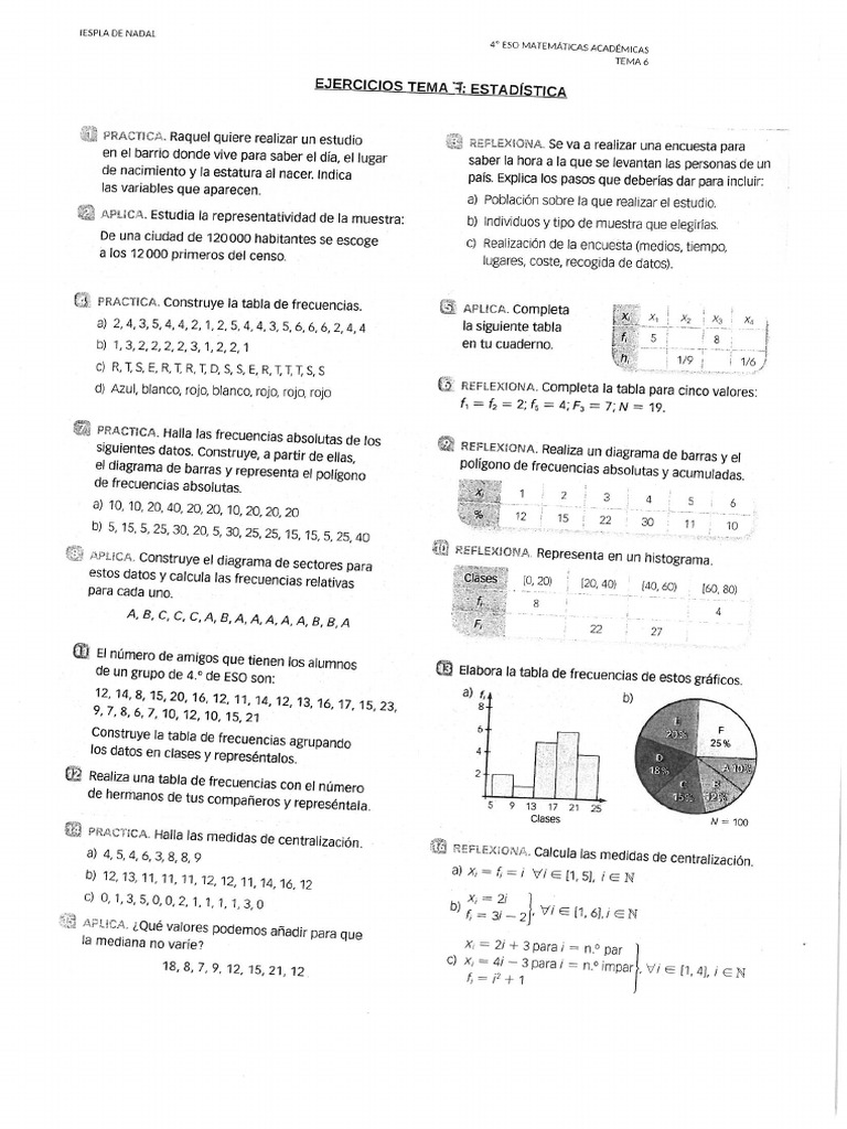 Ejercicios T9 Estadística | PDF