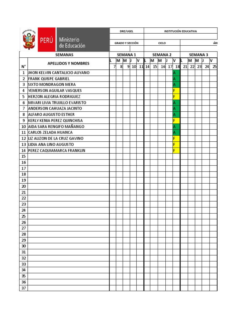 Control de Asistencia Tutoria 1° 2023 | PDF