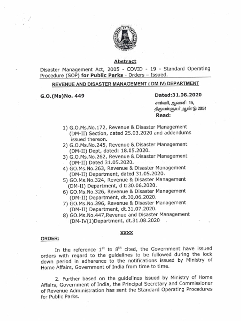 G.O.449 - SOP For Parks | PDF