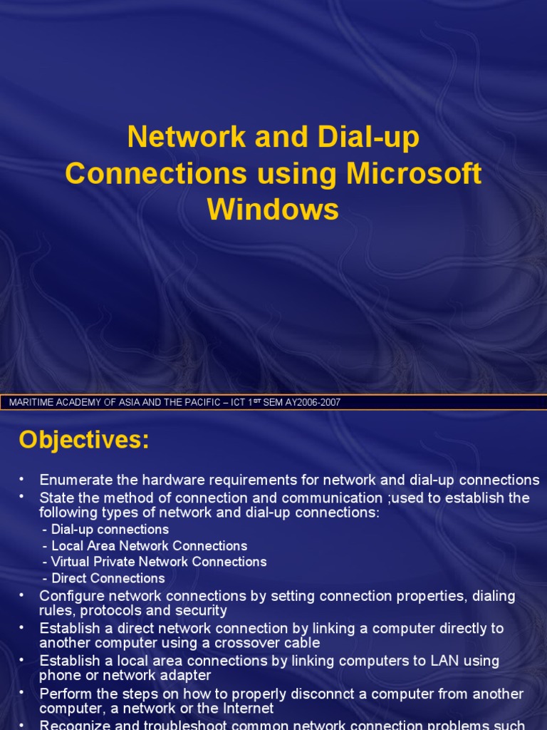 Network and Dial-Up Connections Using Microsoft Windows | PDF