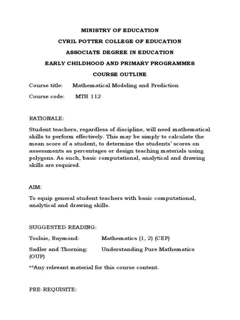 Mathematical Modeling Course Outline | PDF | Career & Growth