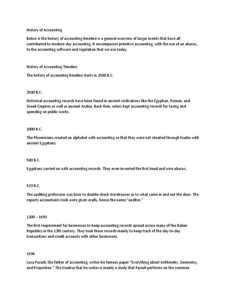 History of Accounting Essay | PDF | Generally Accepted Accounting ...