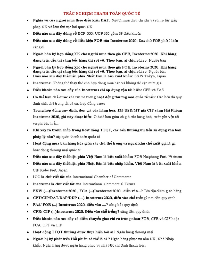 trắc nghiệm ttqt | PDF