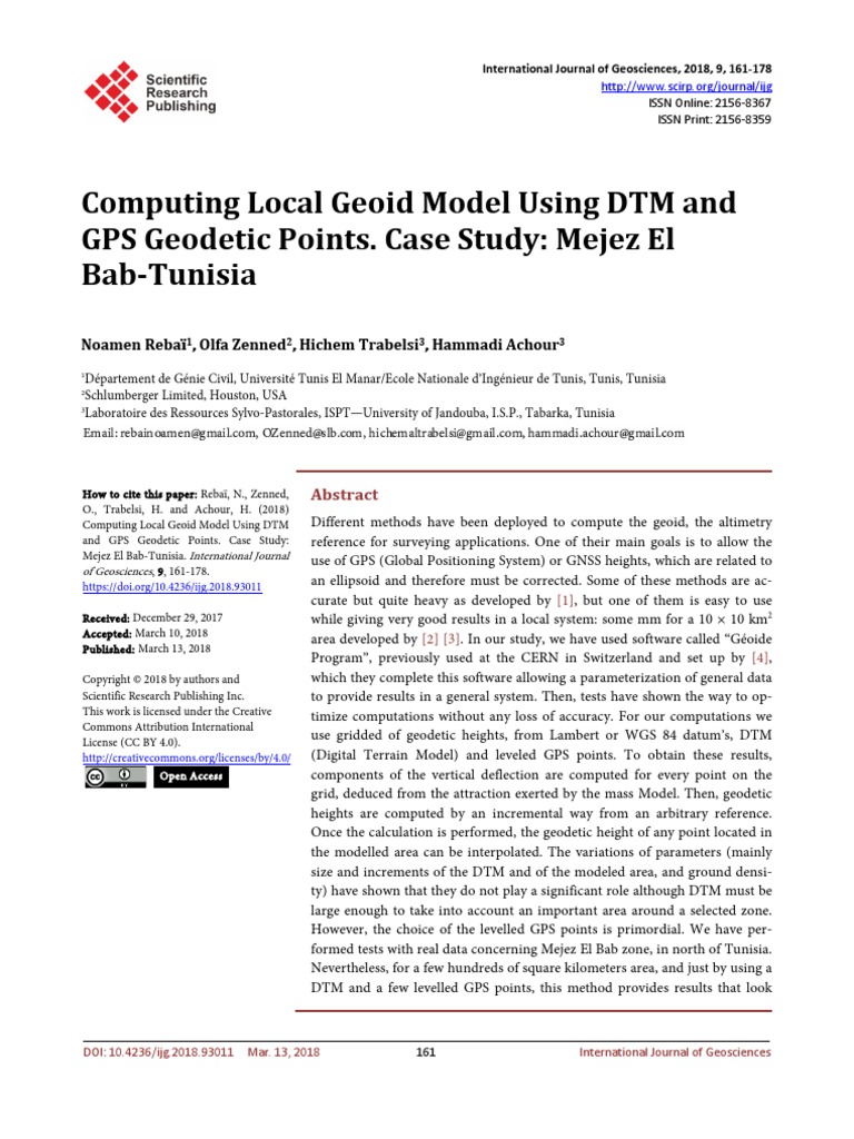 Computing Local Geoid Model Using Dtm An Pdf Geodesy Applied And