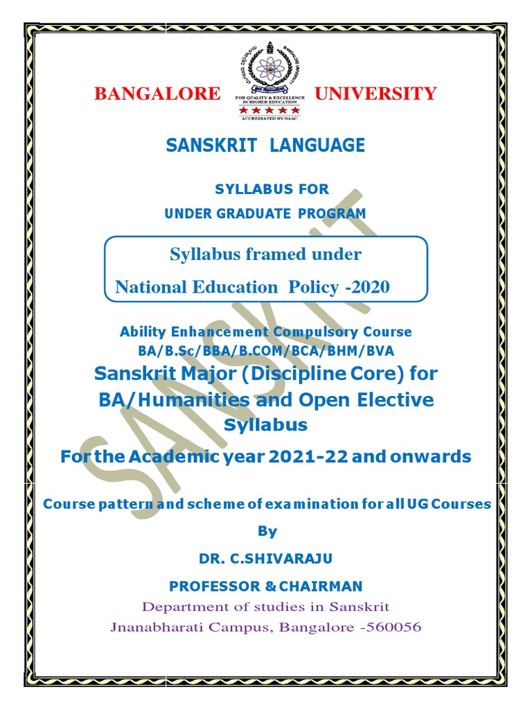 NEP UG Syllabus Sanskrit 21102021 | PDF