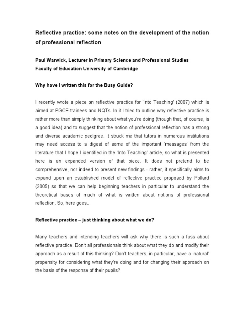 Reflective Teaching Guide | PDF | Reflective Practice | John Dewey