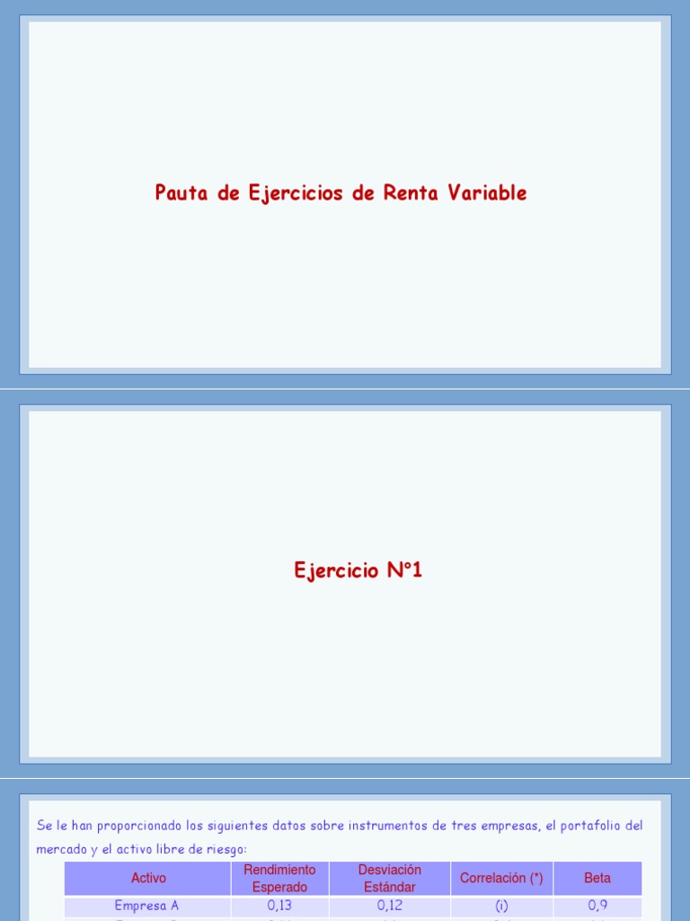 Pauta de Ejercicios de Renta Variable 523916 | PDF