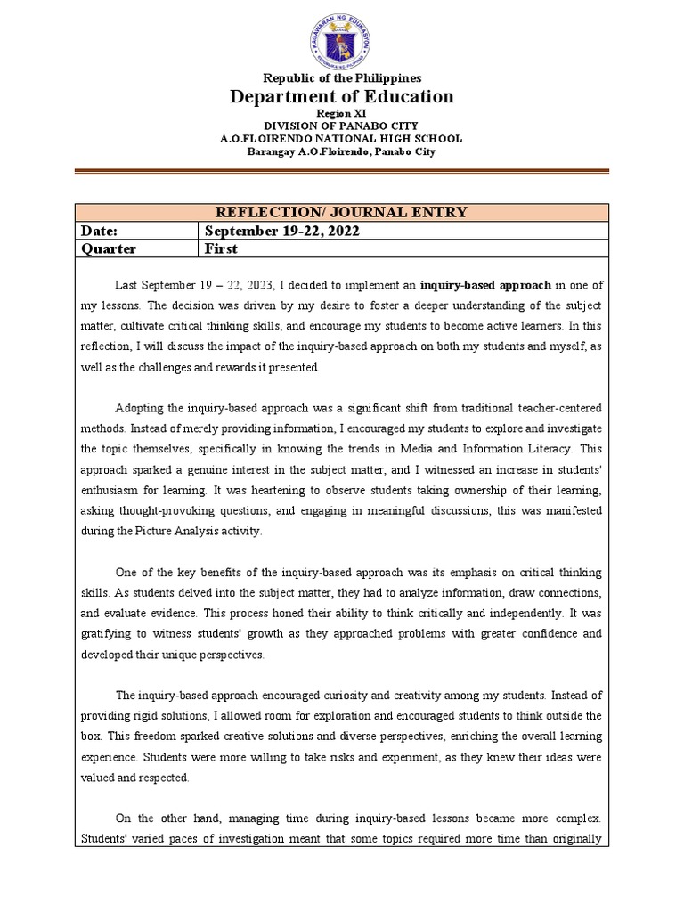 RPMS Objective 13 Q1 To 4 Reflection | PDF