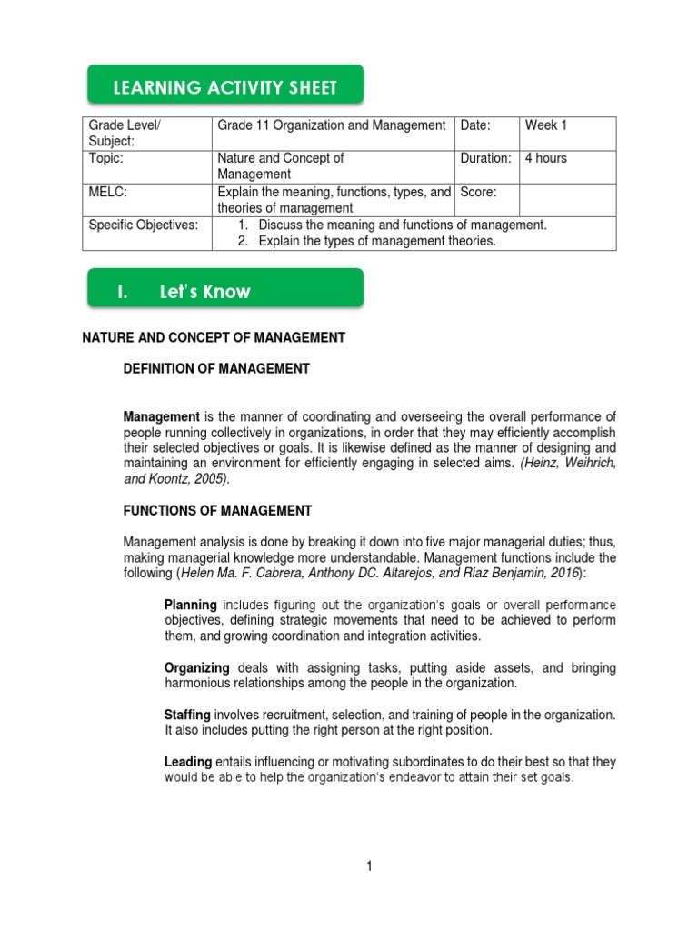 Org And Management Module 1 Pdf Science
