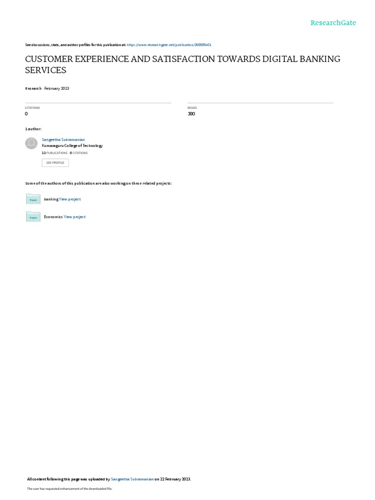 Digital Banking: Customer Experience & Satisfaction | PDF