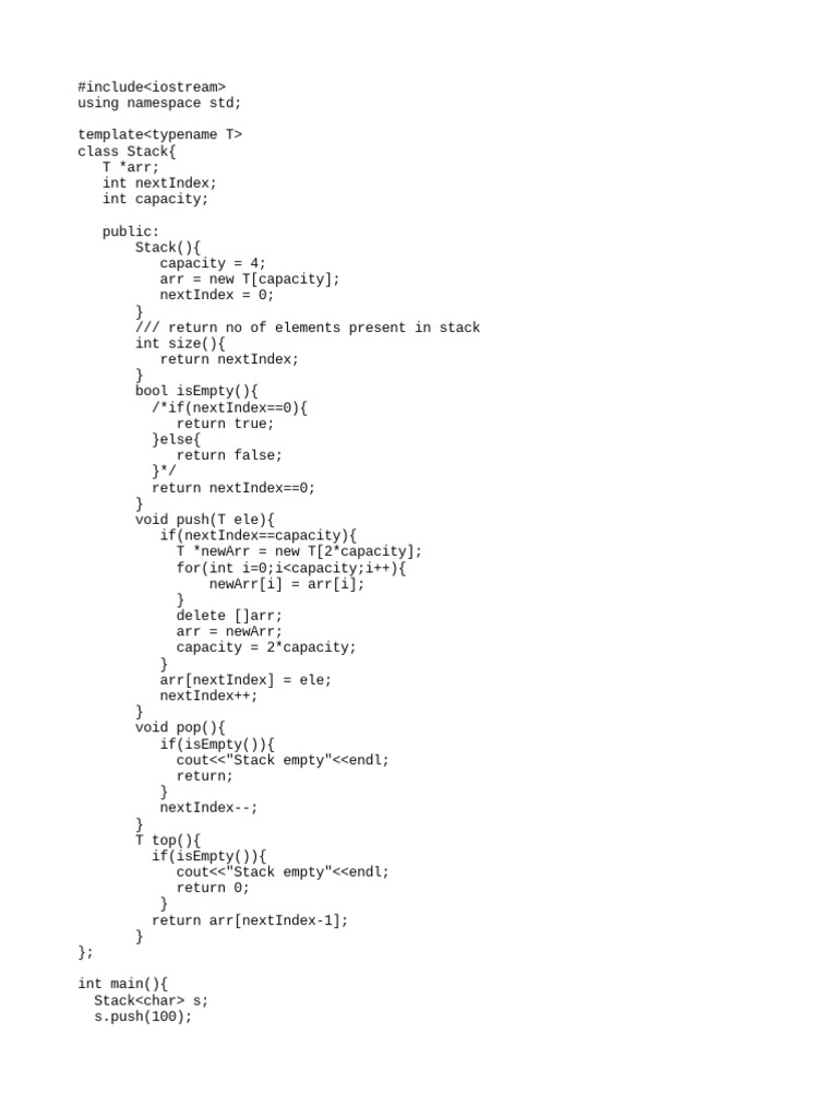 6 Stack Using Templates | PDF