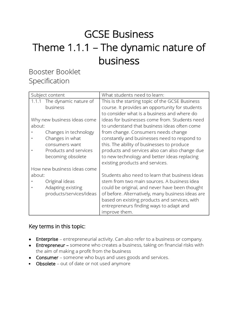 Dynamic Nature of Business Explained | PDF | Entrepreneurship | Business