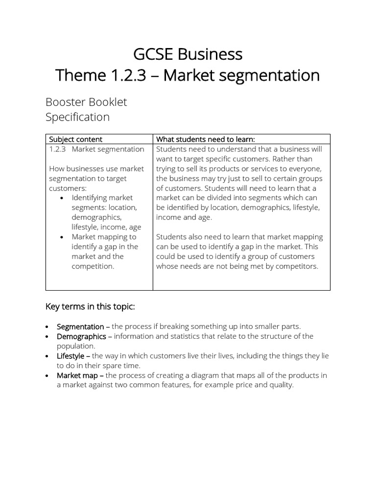 1.2.3 Market Segmentation | PDF | Market Segmentation | Marketing Research