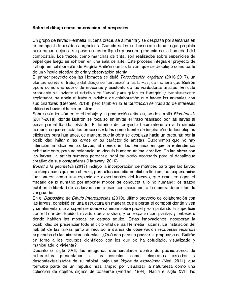 Sobre El Dibujo Como Co Creacion Interespecies Paula Bruno Garcen | PDF
