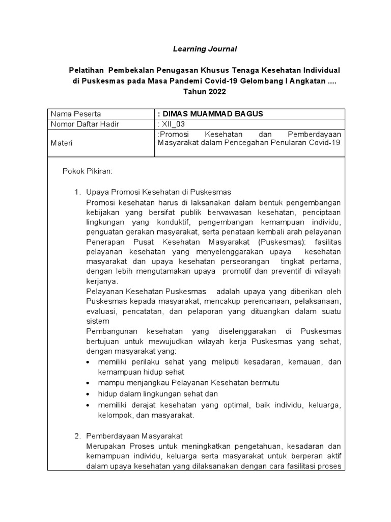 Contoh Jurnal Promkes | PDF