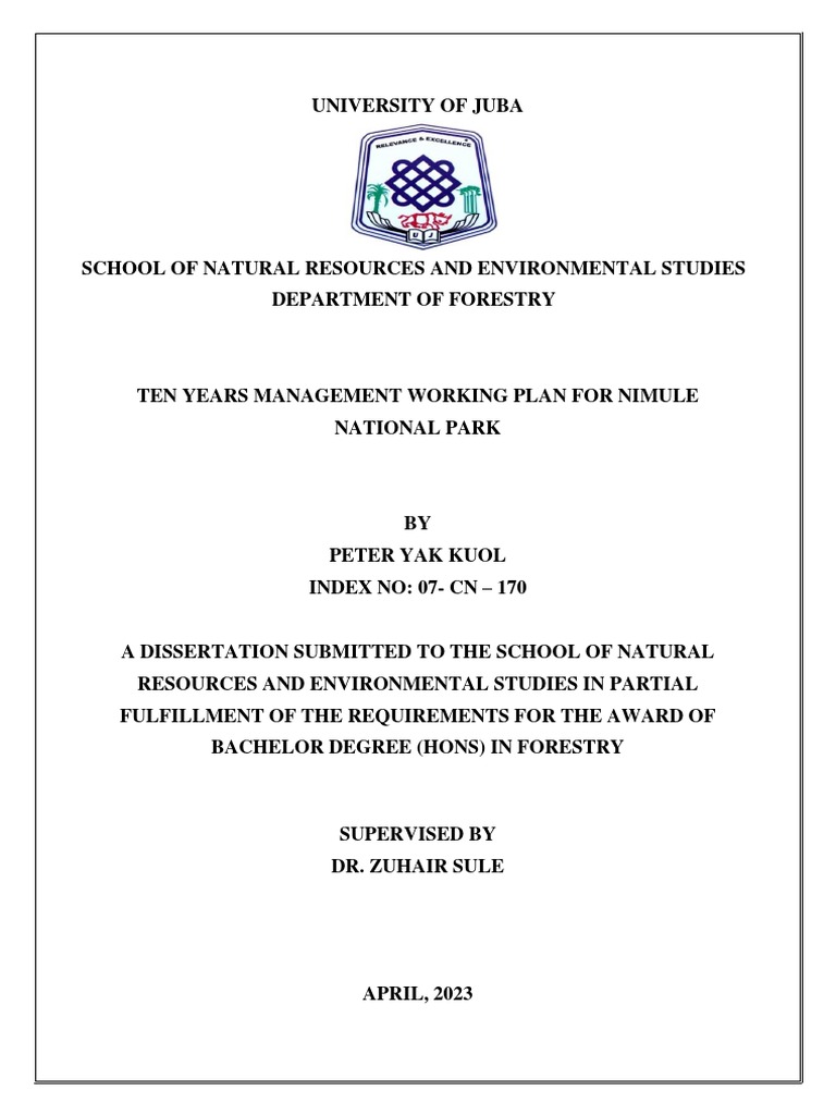 Ten Years Management Working Plan For Nimule National Park | PDF | Soil