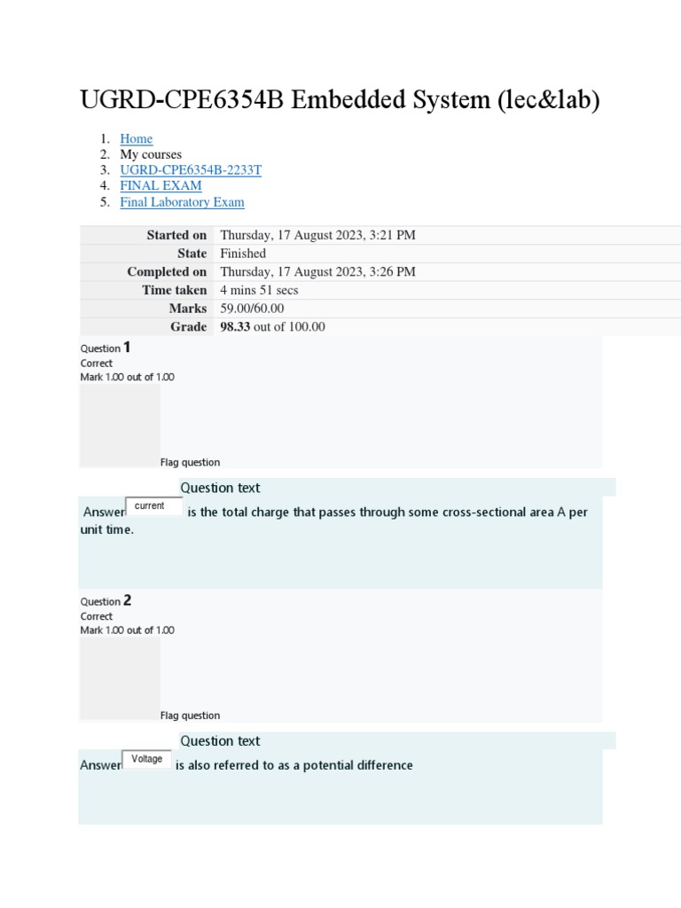 FINAL LAB EXAM UGRD-CPE6354B Embedded System (Lec&lab) | PDF | Switch | Diode