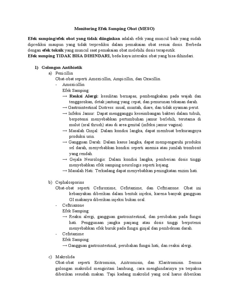 Monitoring Efek Samping Obat (MESO) + Tambahan Bu Khema | PDF