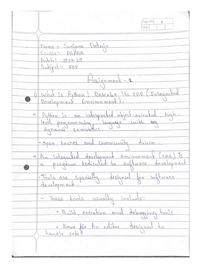 Sanjana - FOP Assignment 1 | PDF | Computer Science | Computer Programming