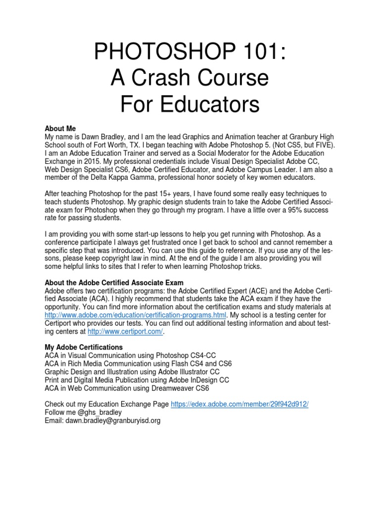 Photoshop 101 A Crash Course | PDF