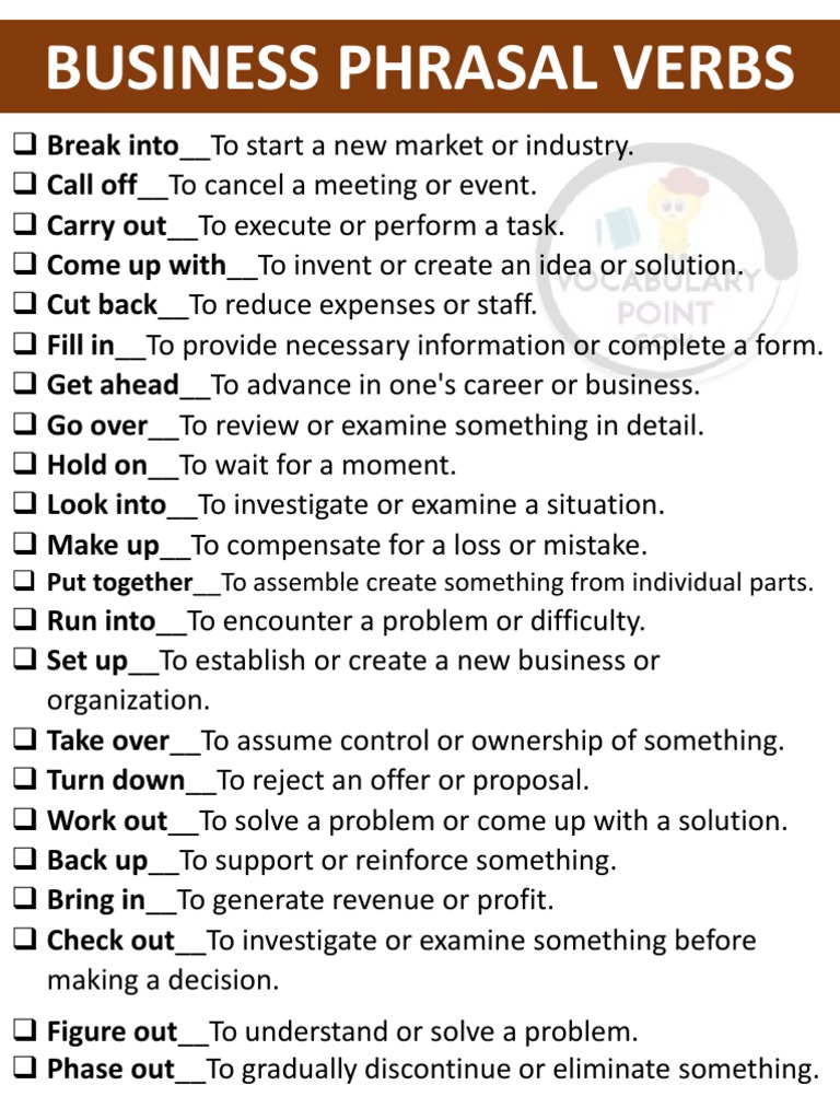 Essential Business Phrasal Verbs Guide | PDF | Profit (Economics ...