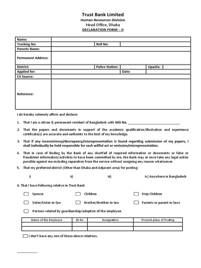 Declaration Form II | PDF | Social Science