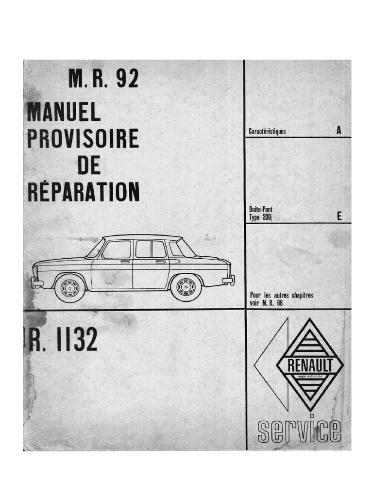 Revue Technique Renault 8 1132 | PDF