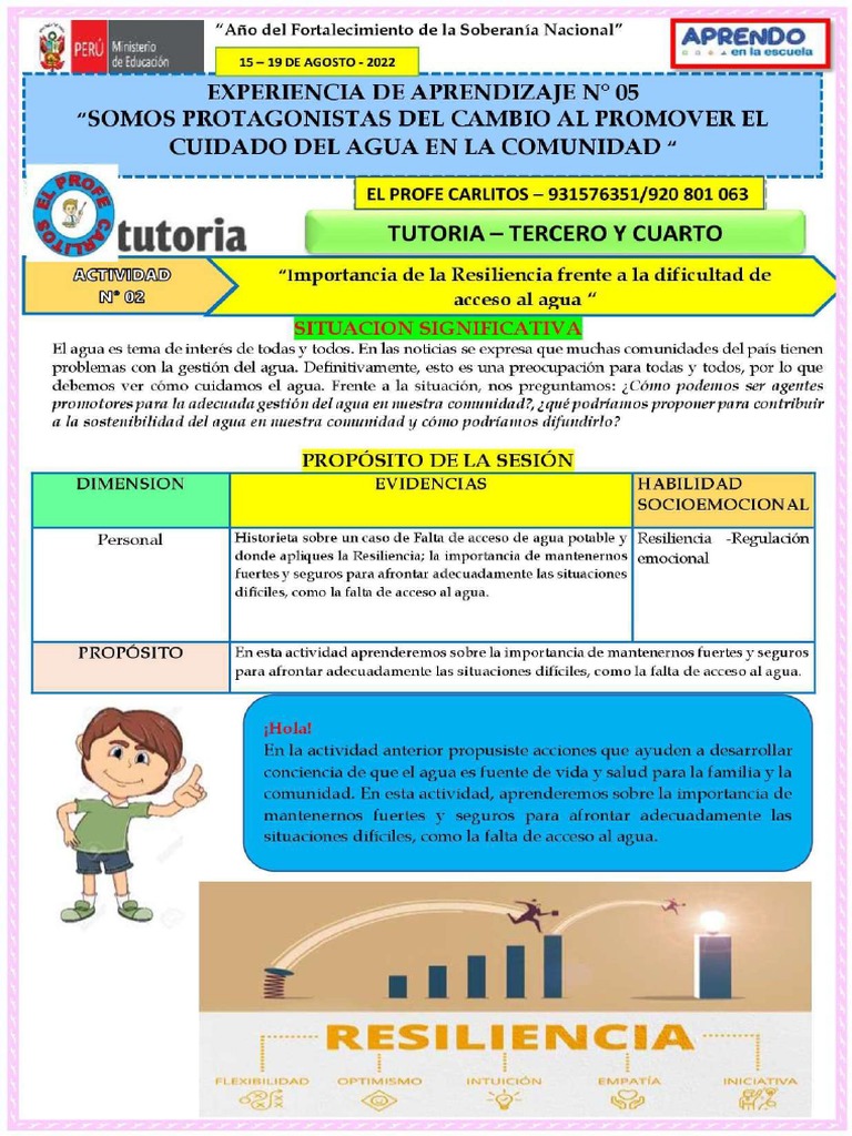 Experiencia de Aprendizaje 05 - Actividad 02 - 3ero y 4to - Tutoria - 00001 | PDF