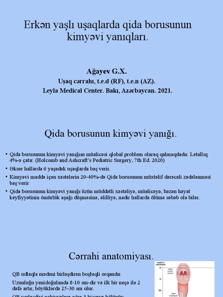 Qida Borusunun Kimyəvi Yanığı | PDF