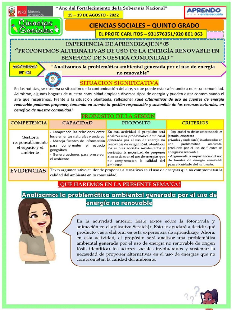 Experiencia de Aprendizaje #05 - Actividad #02 - 5to Grado - Ciencias Sociales - 00001 | PDF