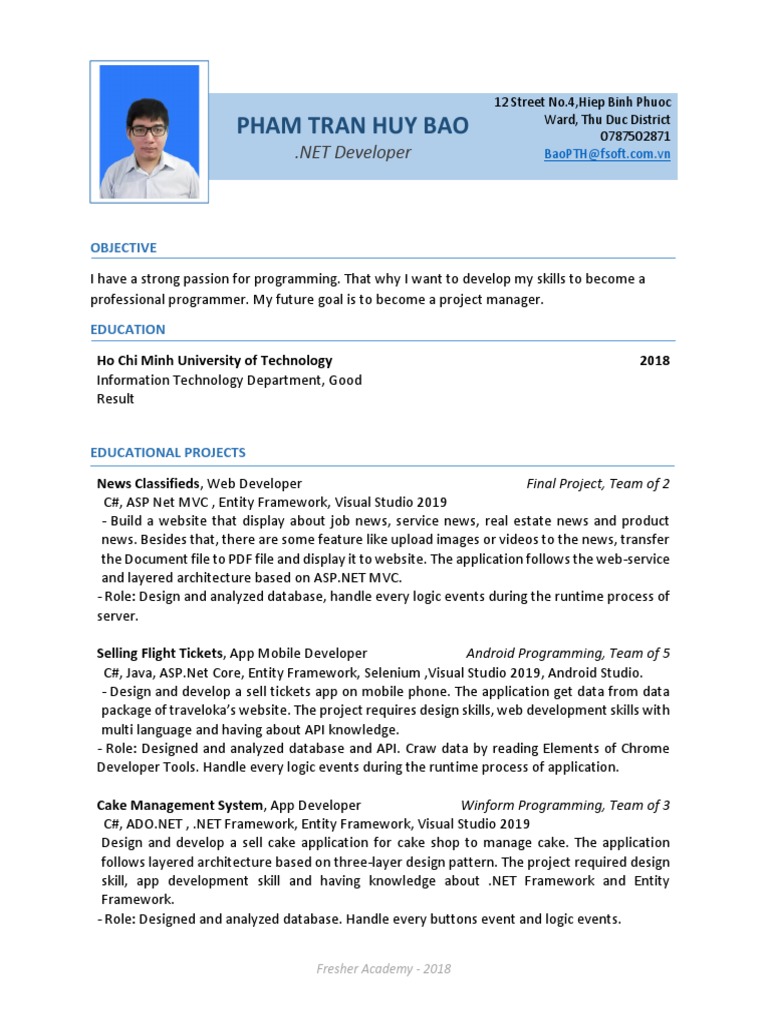 Pham Tran Huy Bao | PDF | Computers