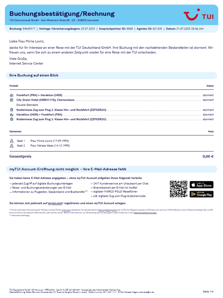 Reisebestätigung | PDF