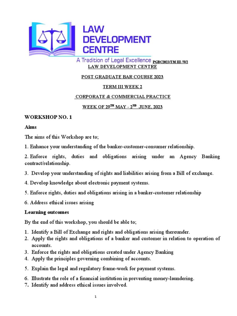 Banking Workshop Term 3 | PDF